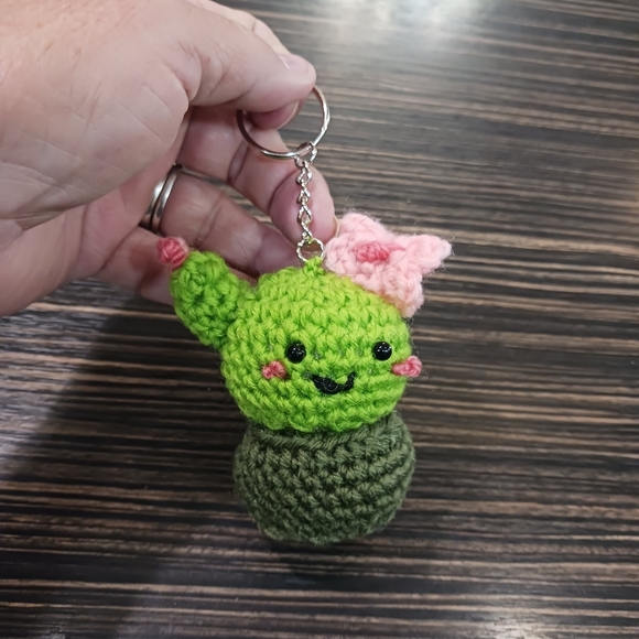 Small Pets | Handmade Green And Pink Cactus Keychain | Poshmark